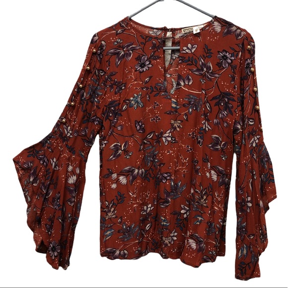 Gypsies And Moondust Tops Gypsies Moondust Multi Color Floral Thin